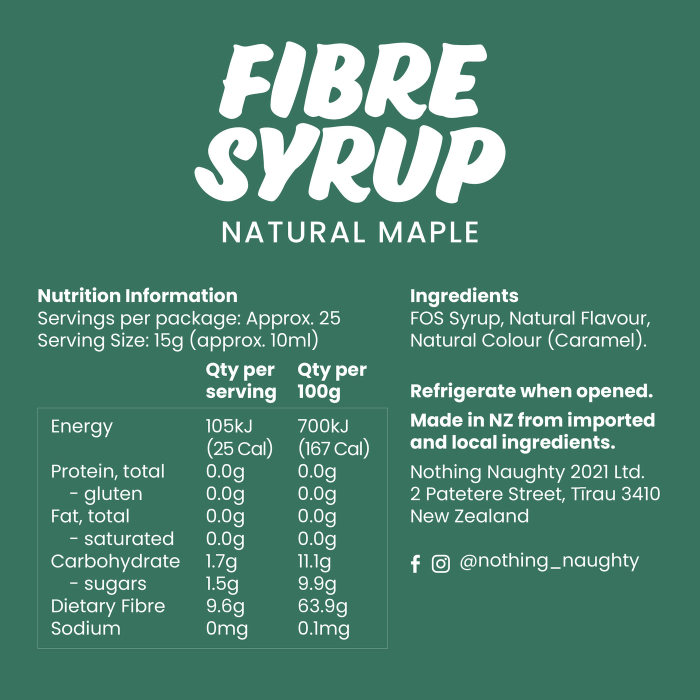 Nothing Naughty Ltd | Fibre Syrup NATURAL 250ml, Keto & Low-carb