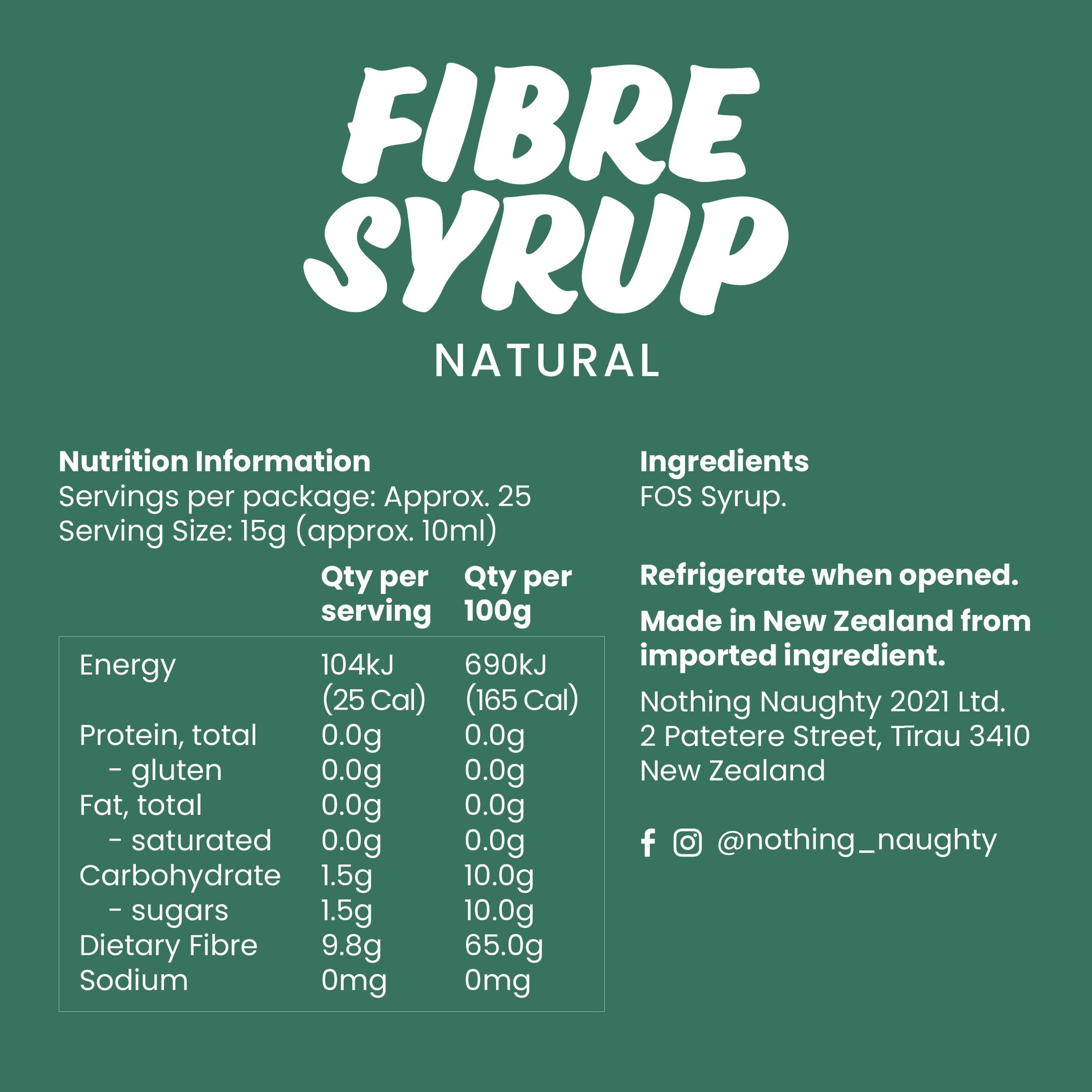 Nothing Naughty Ltd | Fibre Syrup NATURAL 250ml, Keto & Low-carb