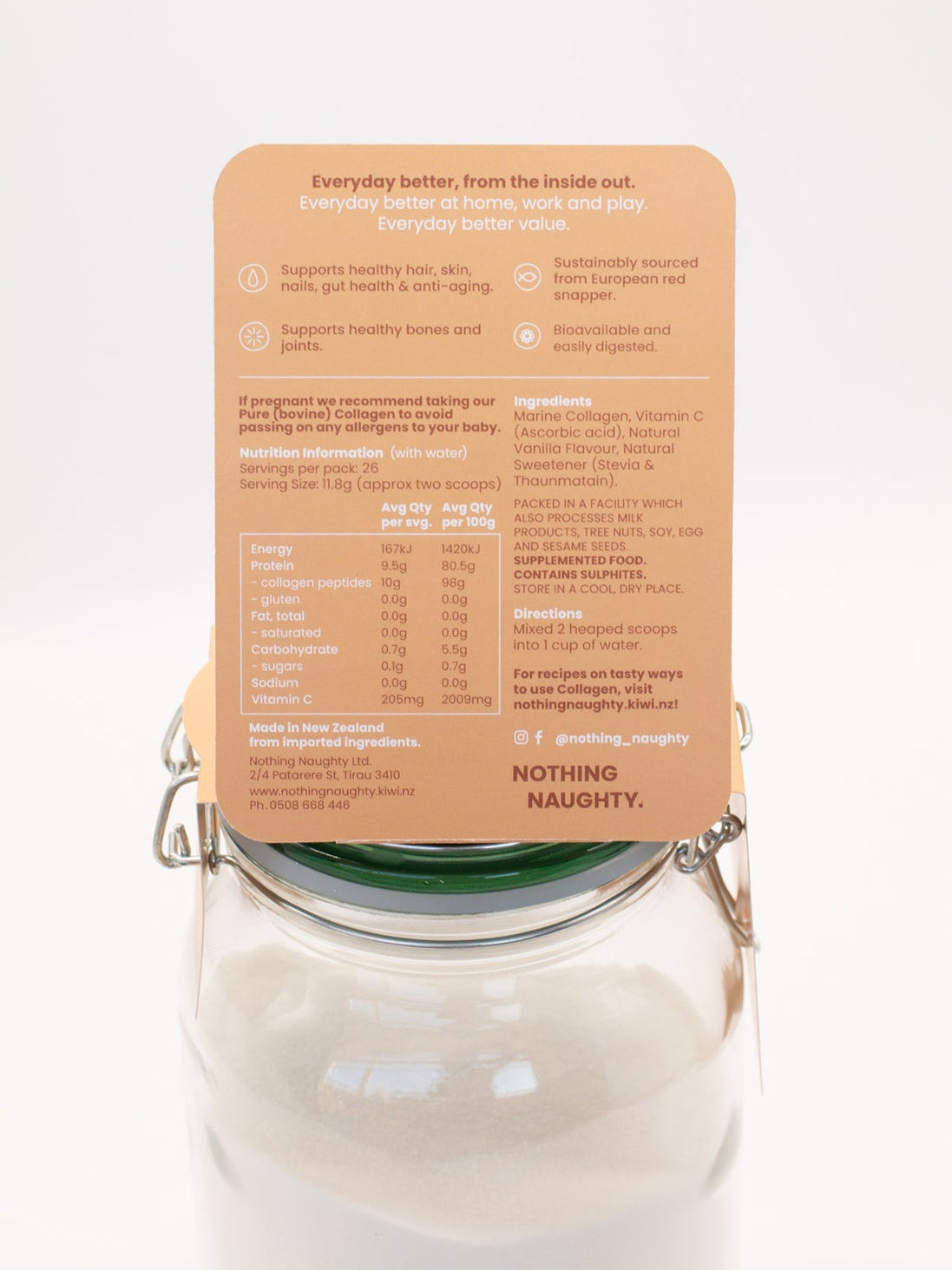 Marine Collagen - 300g Jar - Feijoa, Natural & Vanilla | Nothing Naughty